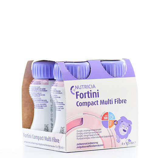 Fortini Compact Multi Fibre (jordbær) 4x125 ml | Køb på DinApoteker.dk